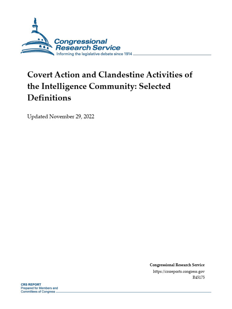 Covert vs Clandestine: Definitions for Congress | PDF
