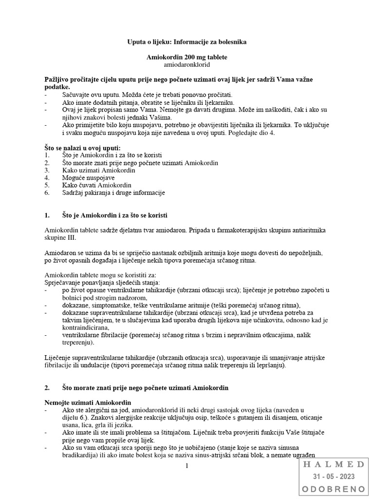 Amiokordin 200 MG Tablete PIL | PDF