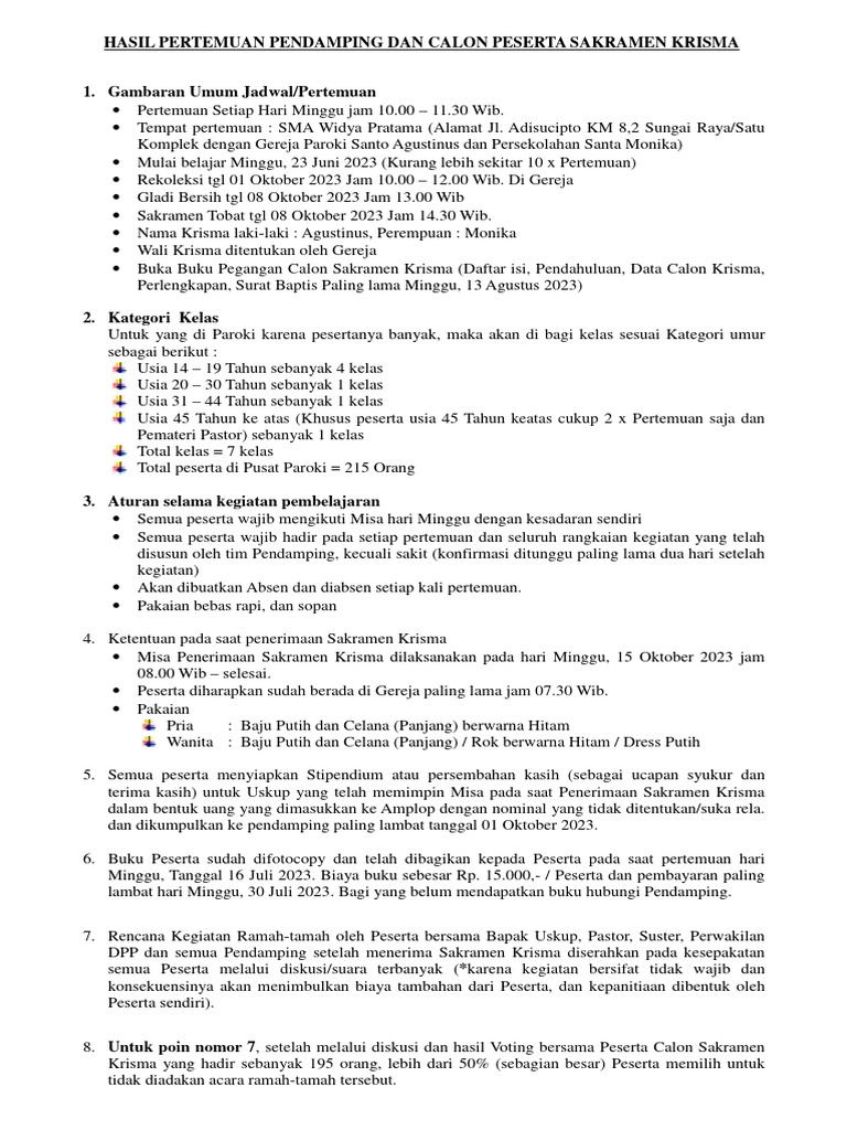 Jadwal dan Aturan Sakramen Krisma | PDF