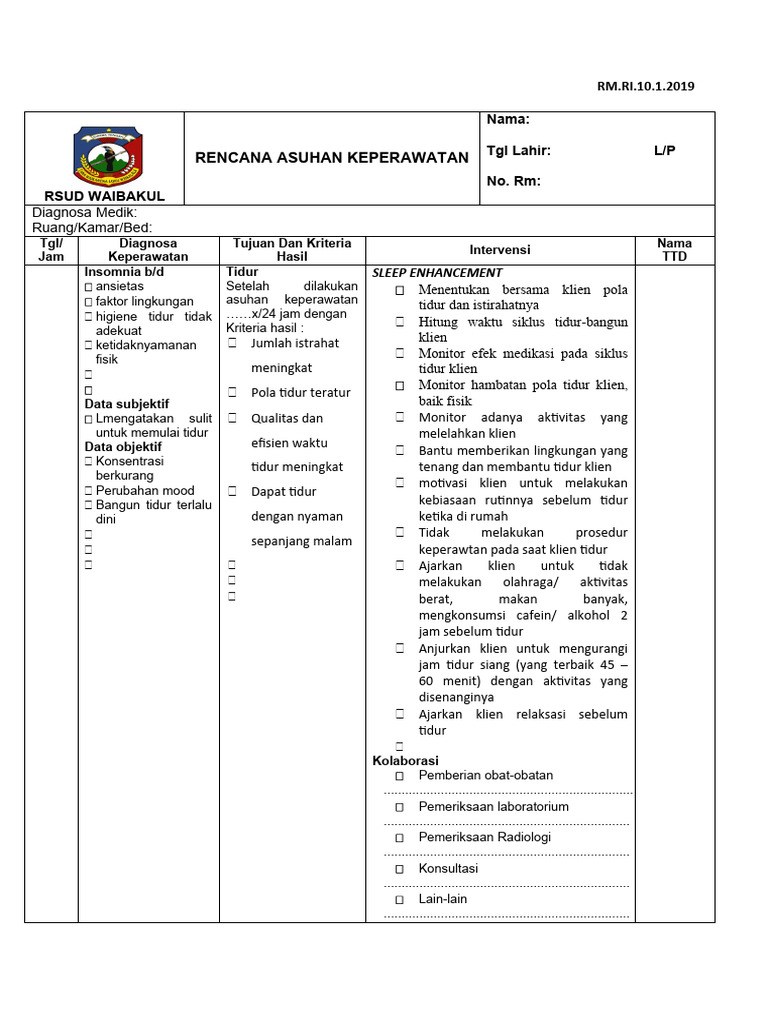 RM - RI.10.1 Askep Insomnia | PDF
