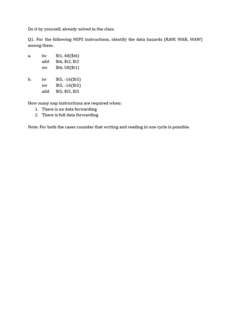 MIPS Data Hazards Analysis | PDF
