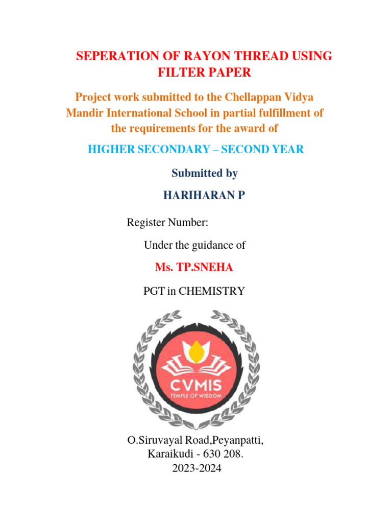 Separation of Rayon Thread Thread Using Filter Paper | PDF | Rayon | Fibers