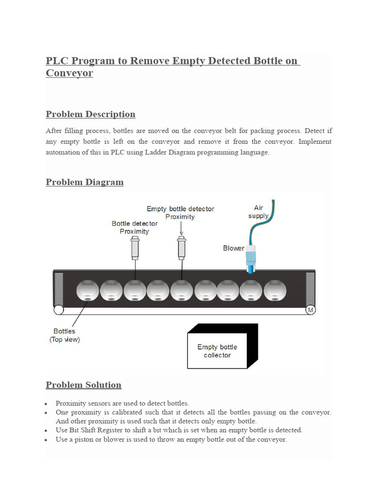 PLC Program To Remove Empty Detected Bottle On Conveyor | PDF | Programmable Logic Controller ...