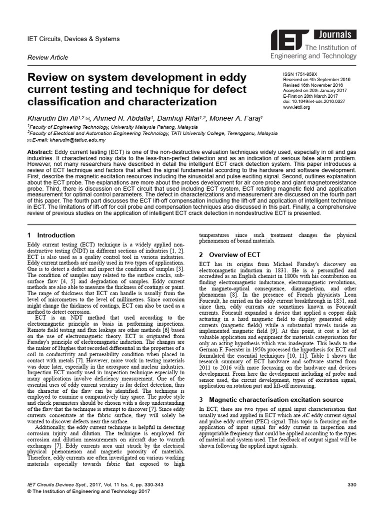 Review On System Development In Eddy Current Testing And Technique For