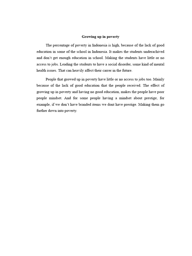 Growing Up in Poverty | PDF