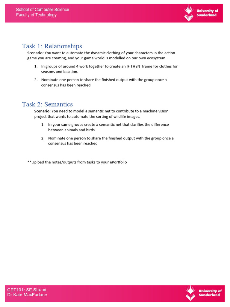 Task Sheet - Relationships and Semantics | PDF Task Sheet - Relationships and Semantics | PDF