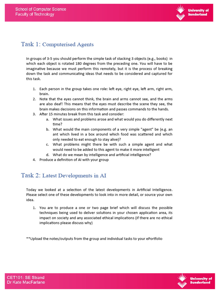 Task Sheet - Agents and Latest Developments - 1 | PDF