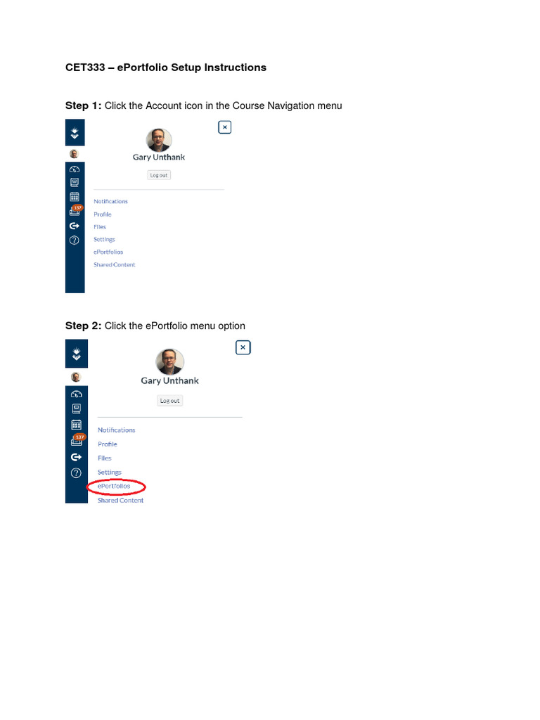 CET333 ePortfolio Setup Guide | PDF | Computers