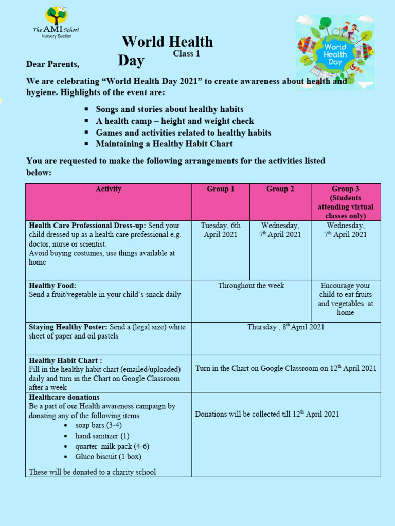 World Health Day Notice Class I | PDF