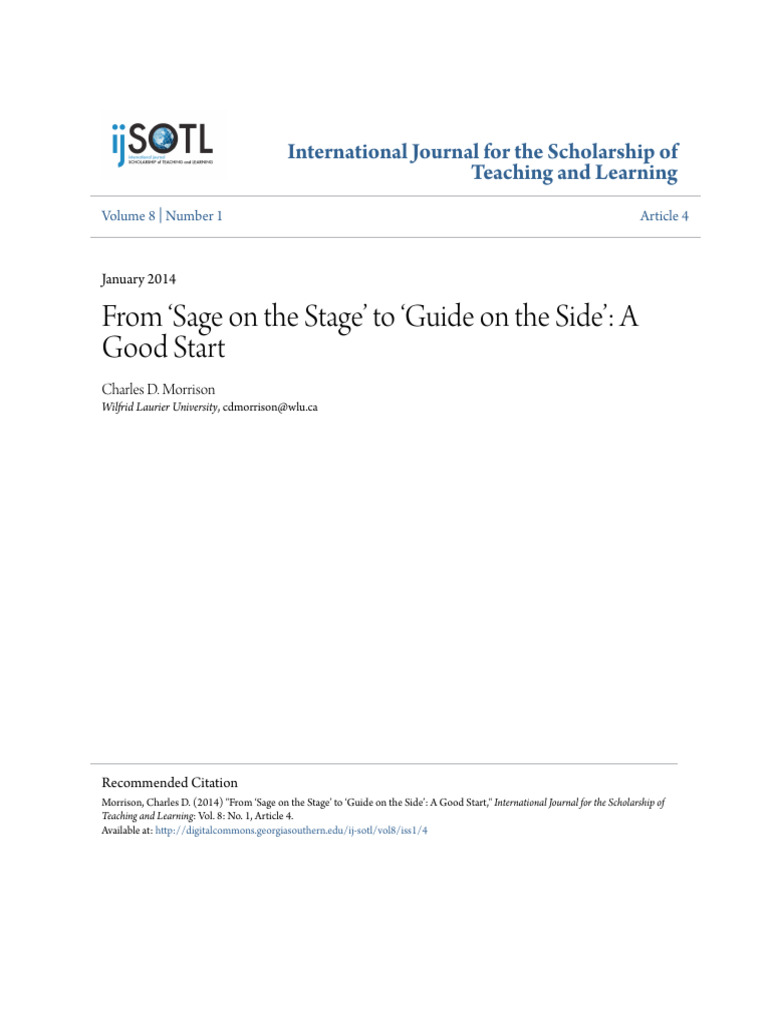 From Sage On The Stage To Guide On The Side A | PDF
