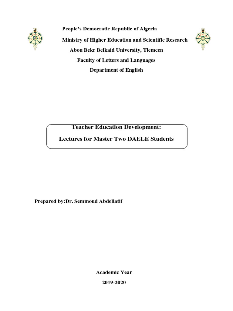Polycopie Semmoud PDF | PDF | Learning | Teachers