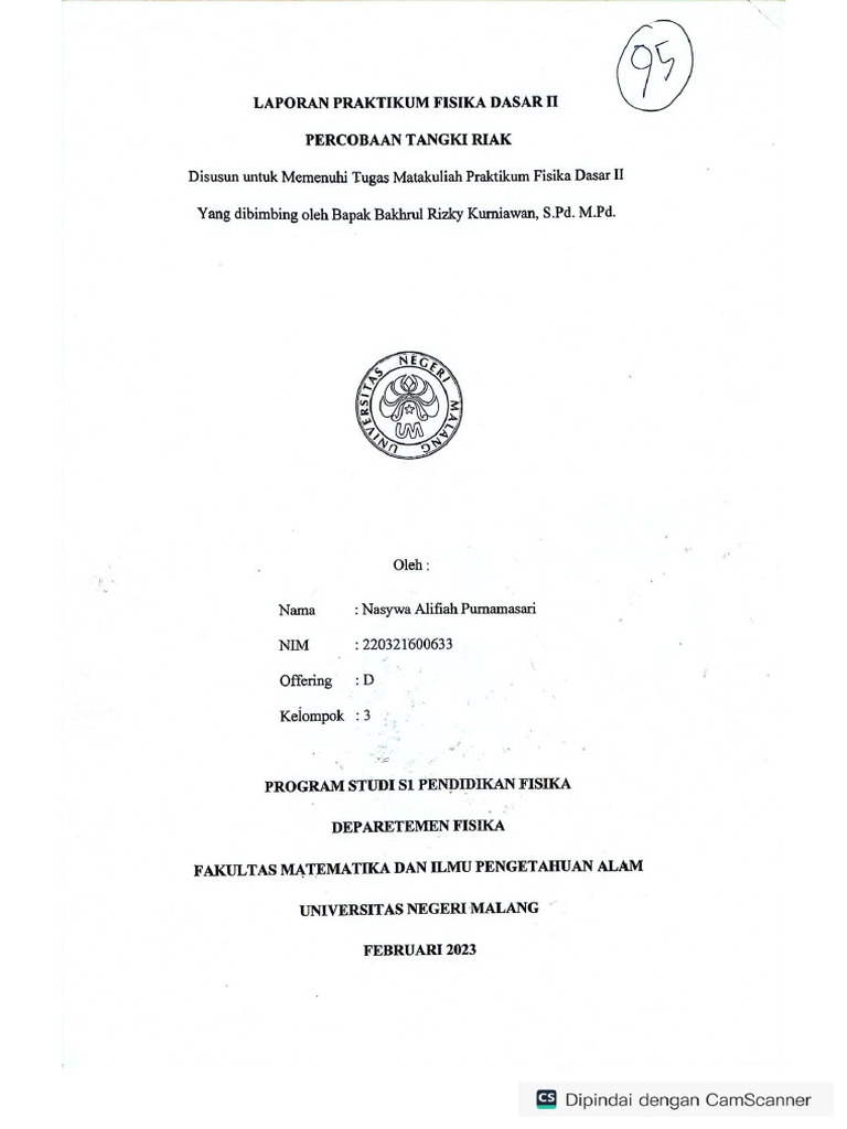 Laporan Praktikum Fisika Dasar 2 Tangki Riak | PDF