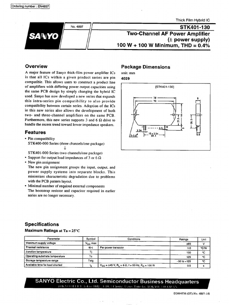 Sanyo STK401 130 Datasheet | PDF