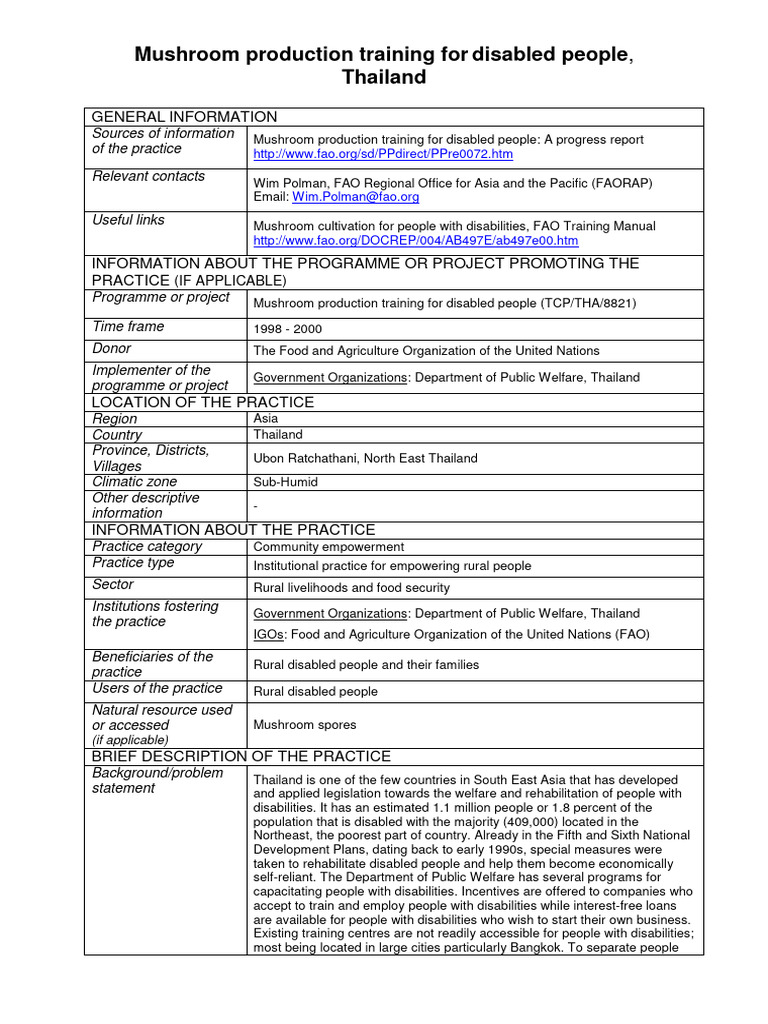 18 Mushroom Training Thailand1 | PDF | Agriculture | Food And ...