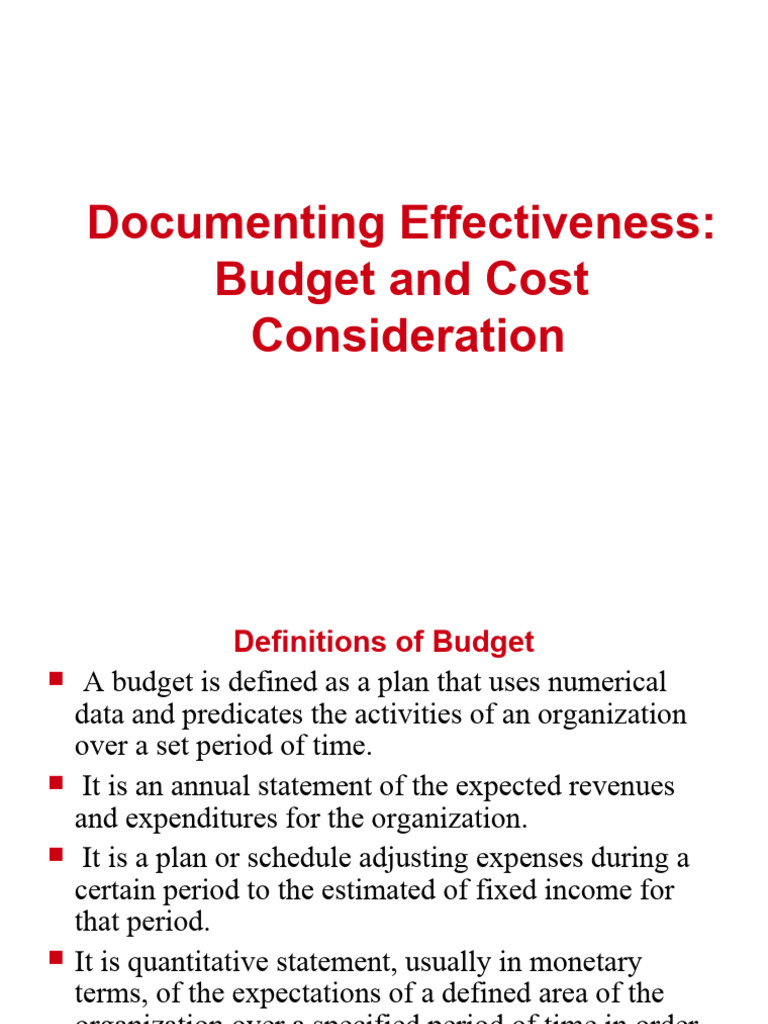 Budget and Cost Consideration | PDF | Cost–Benefit Analysis | Cost