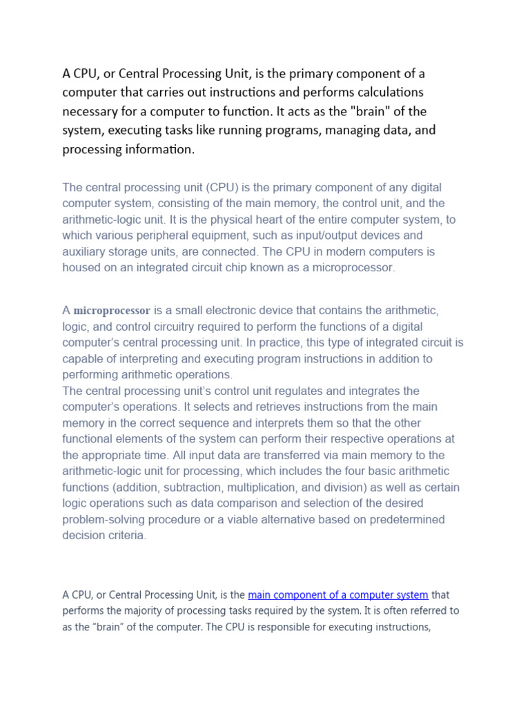 A Cpu | PDF | Central Processing Unit | Computer Data Storage