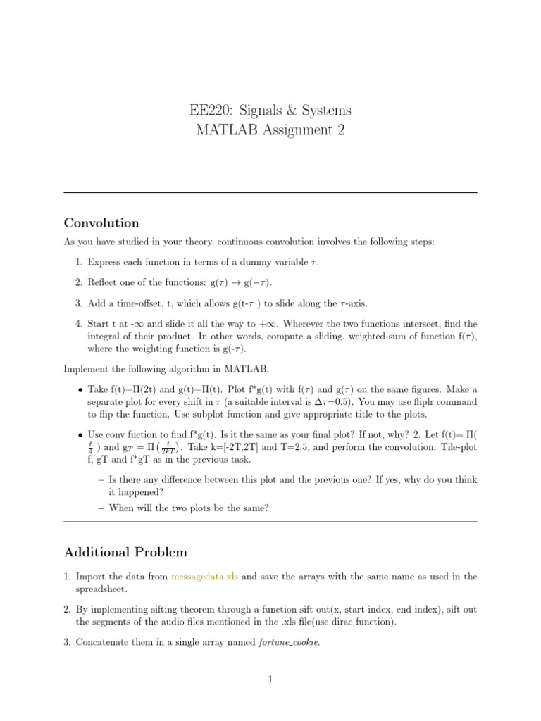 MATLAB Convolution for EE Students | PDF | Convolution | Function (Mathematics)