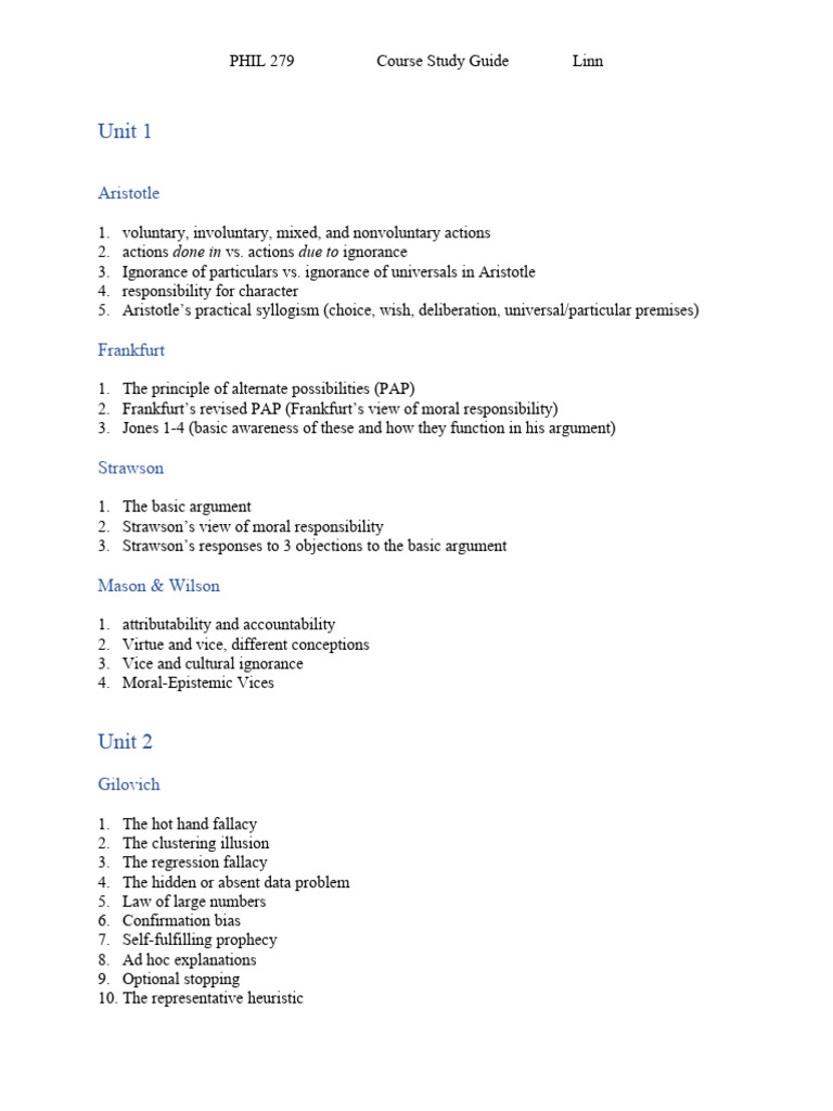 Study Guide Phil 279-1-1 | PDF | Reason | Cognitive Science