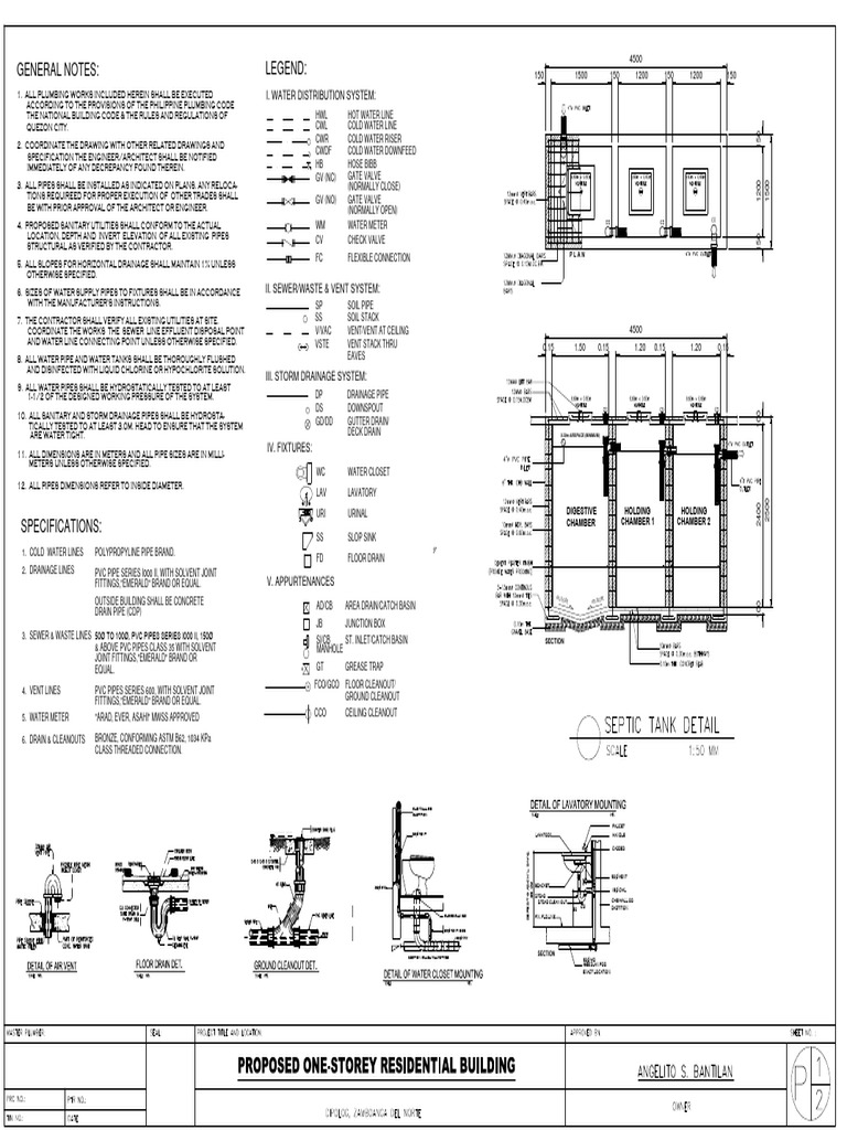 General Notes: Legend:: I. Water Distribution System | PDF | Storm ...