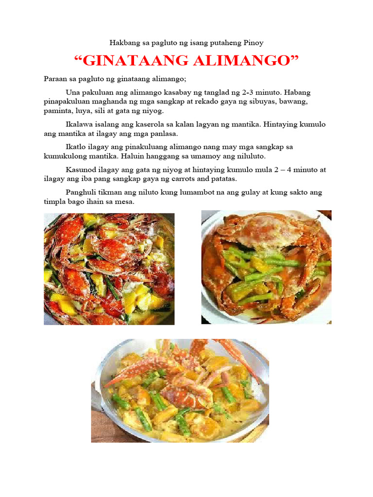Hakbang Sa Pagluto NG Isang Putaheng Pinoy | PDF Hakbang Sa Pagluto NG Isang Putaheng Pinoy | PDF