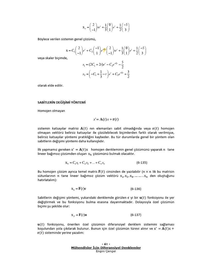 Hafta 14 Bolum 4 Lineer Diferansiyel Denklem Sistemleri 6 | PDF
