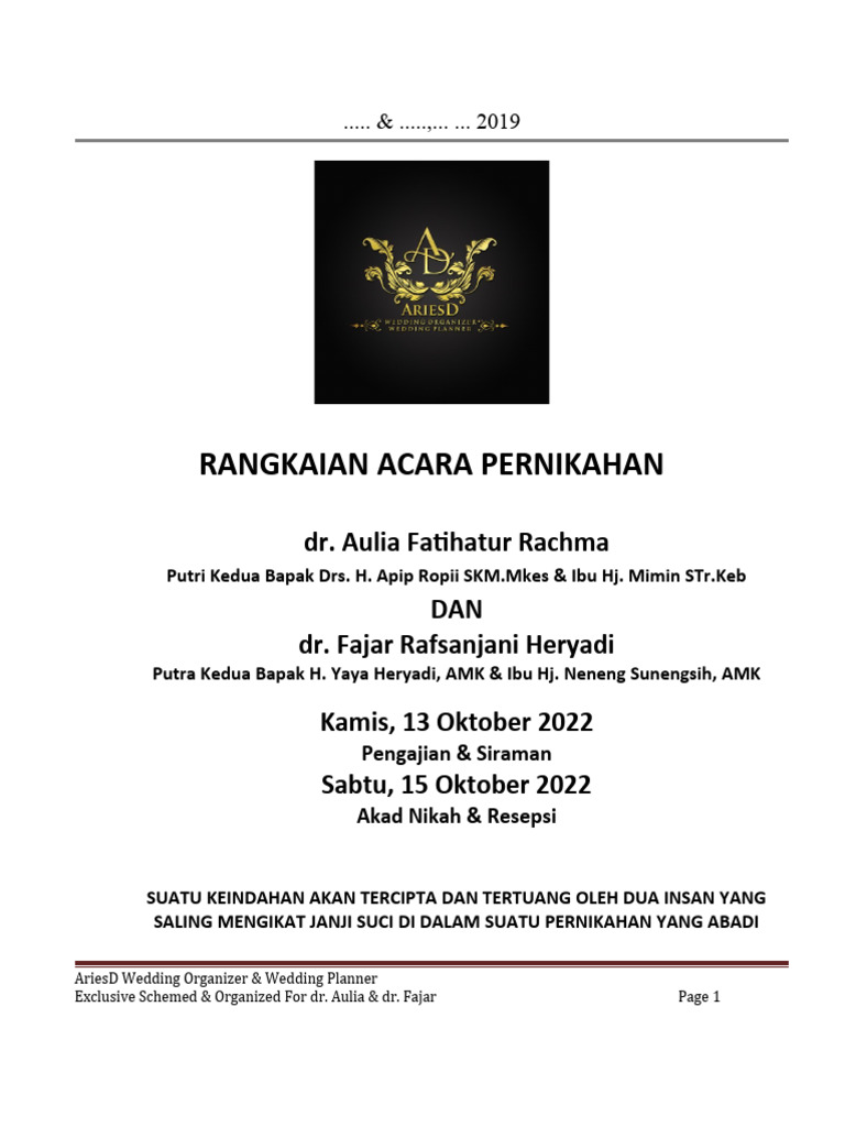 Roundown Aulia & Fajar | PDF