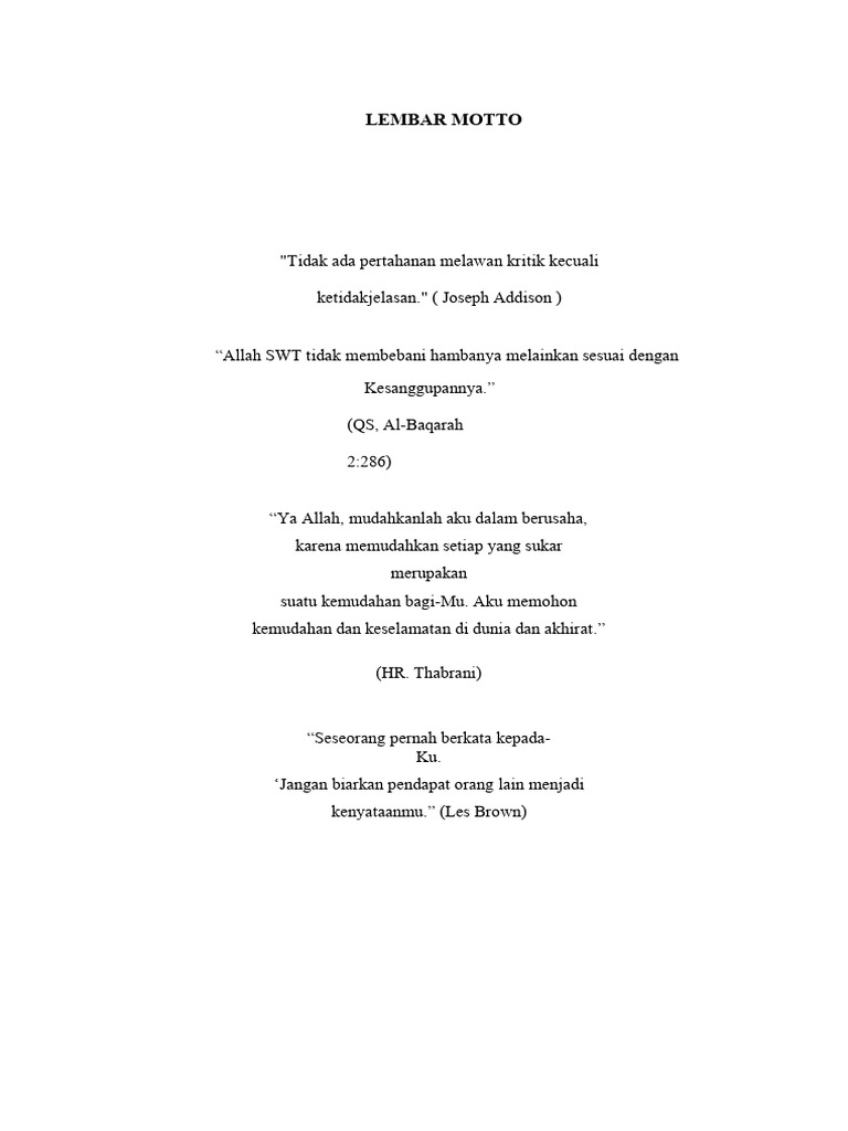 Contoh Motto Skripsi | PDF