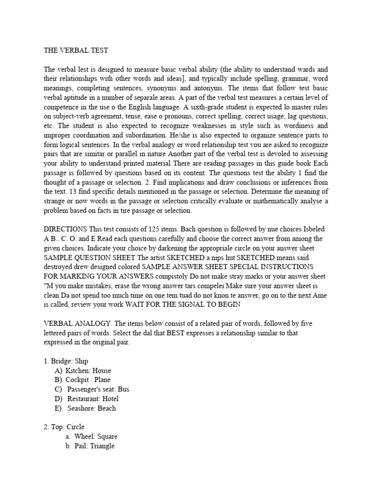 THE VERbal Test | PDF | Planets