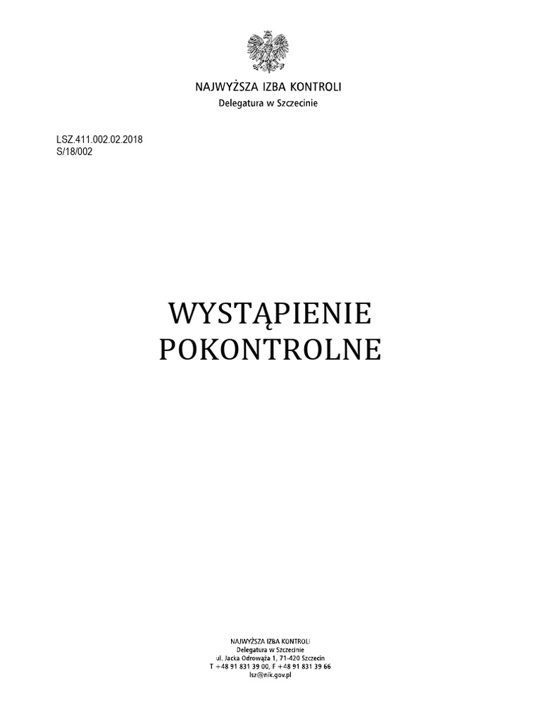NIK - Wystąpienie Pokontrolne | PDF