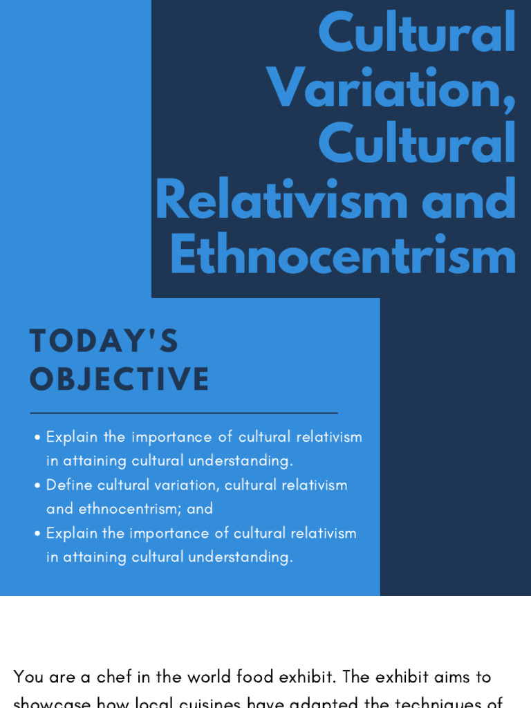 Cultural Variation, Cultural Relativism and Ethnocentrism | PDF