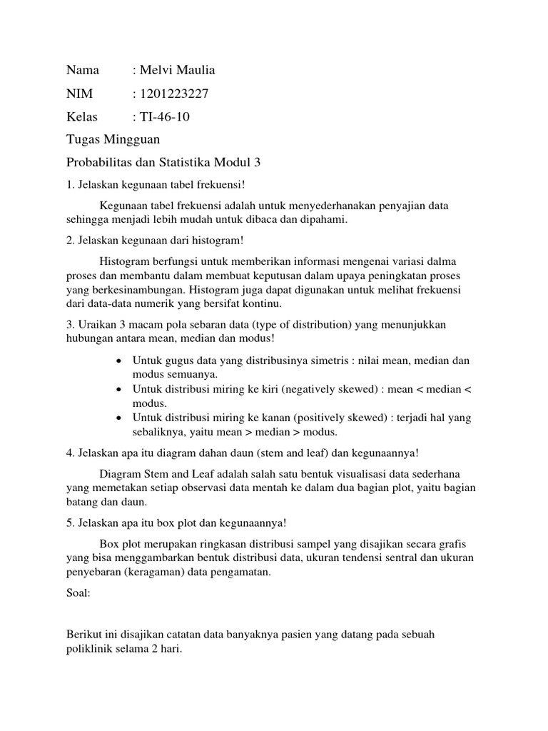 PROBSTAT Tugas Mingguan 3 | PDF