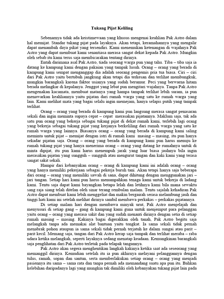 CERPEN (Tukang Pijat Keliling) | PDF CERPEN (Tukang Pijat Keliling) | PDF