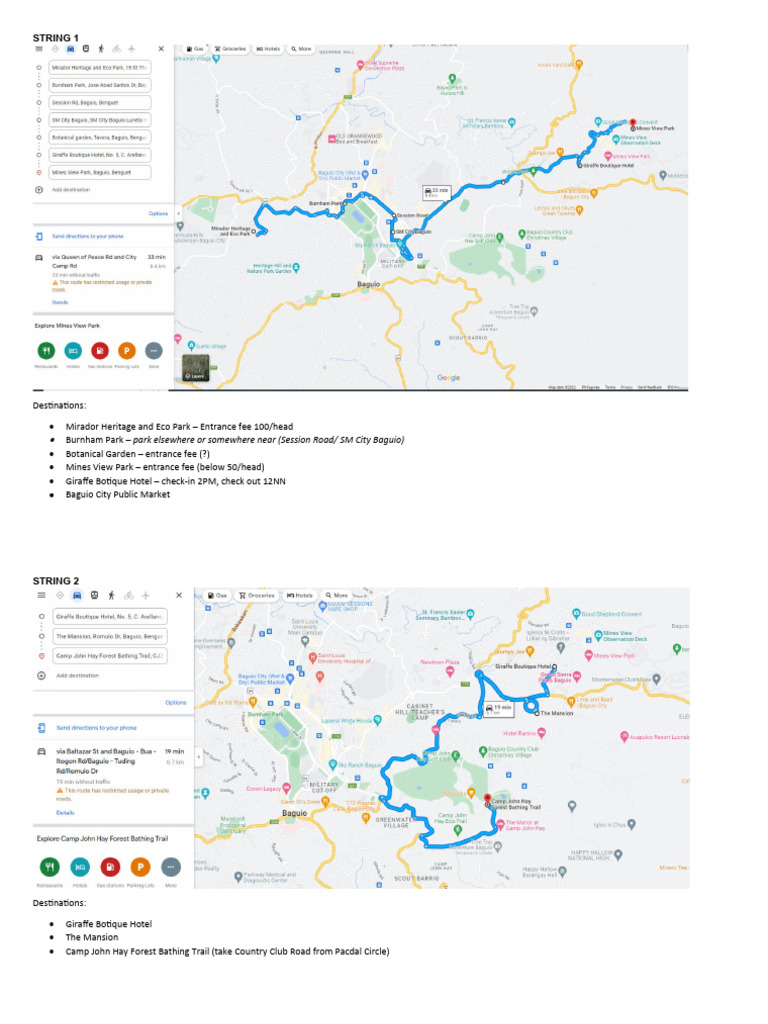 Baguio Itinerary | PDF