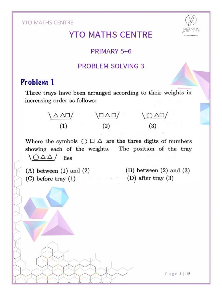 Primary 5+6 Problem Solving 3 Q | PDF