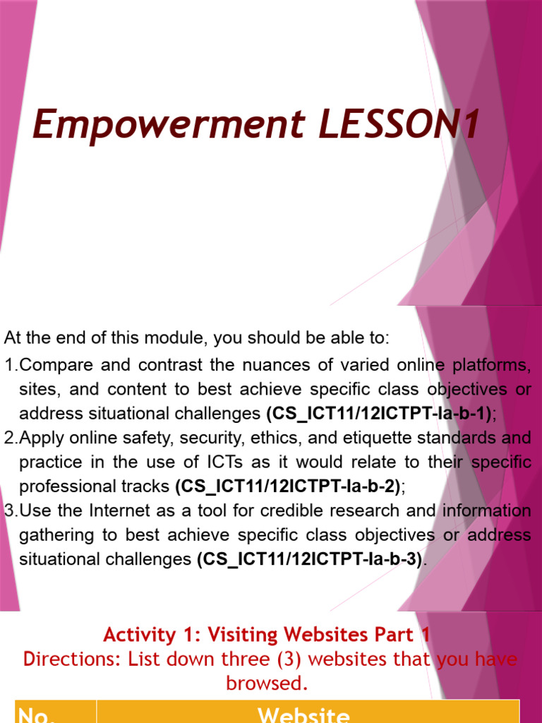 Empowerment LESSON1 3 | PDF | Malware | World Wide Web