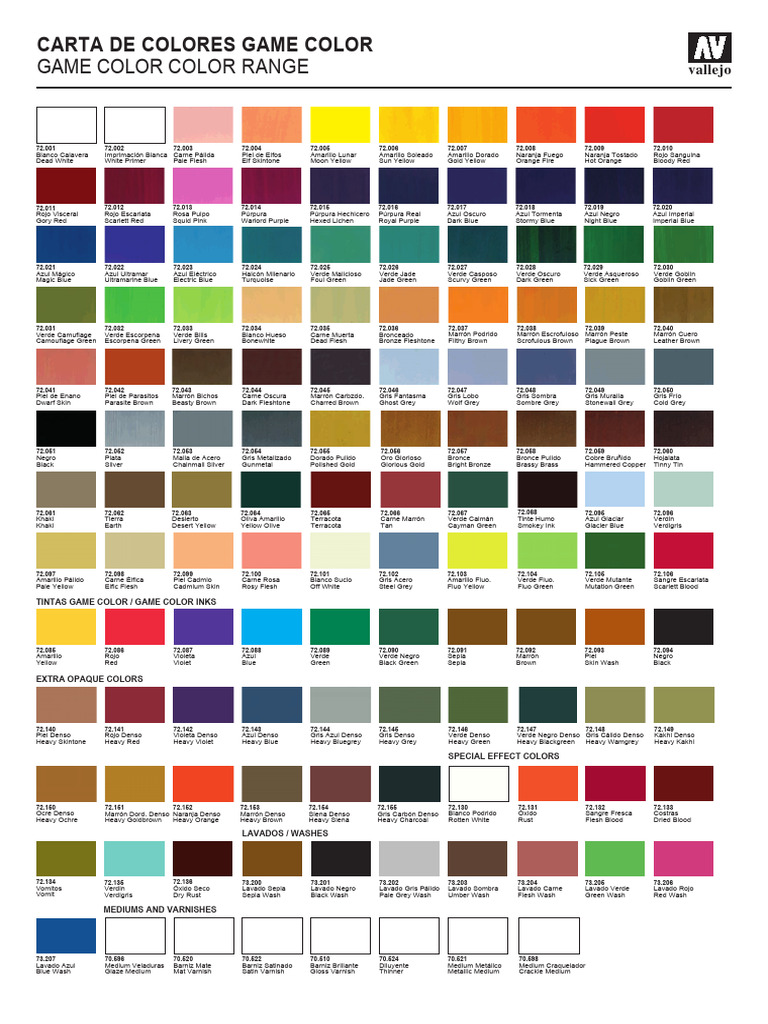 Carta de Colores Vallejo Game Color | PDF | Amarillo | Arco iris