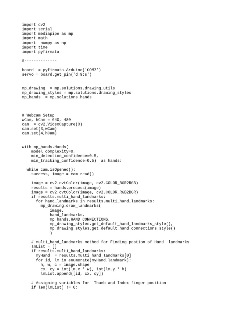 Hand Detector and Servo Control | PDF | Teaching Methods & Materials ...
