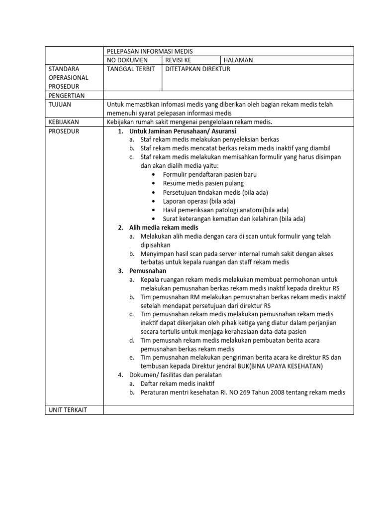 Prosedur Pelepasan Informasi Medis | PDF | Sains & Matematika