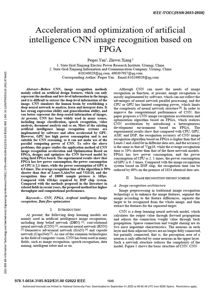 Acceleration and Optimization of Artificial Intelligence CNN Image ... Acceleration and Optimization of Artificial Intelligence CNN Image ...