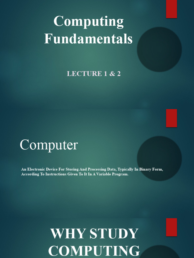 Computing Fundamentals | PDF | Central Processing Unit | Input/Output