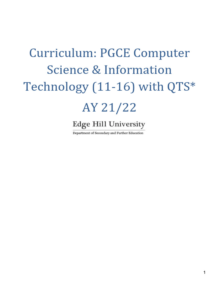 PGCE Computing Curriculum Overview | PDF | Educational Assessment | Pedagogy