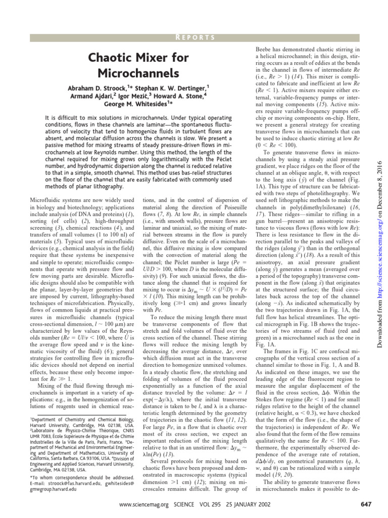 2002 - Science - Stroock Et Al - Chaotic Mixer For Microchannels2 | PDF ...
