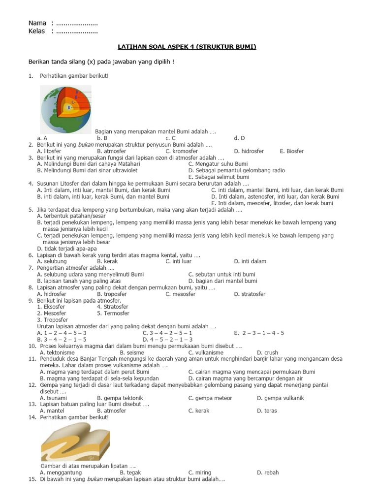 Lat. Soal IPAS Struktur Bumi | PDF
