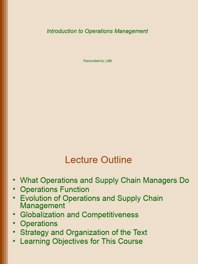 Intro To Operations Management | PDF