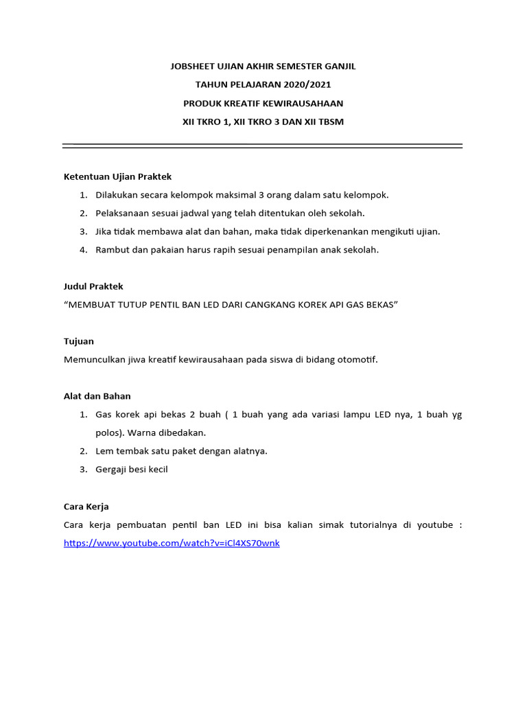 Jobsheet Pkkwu 12 Ganjil 2021 Rima | PDF