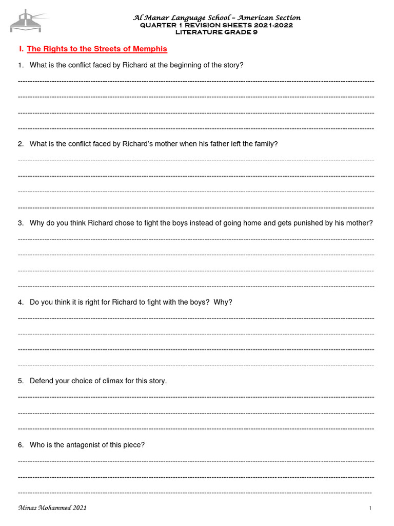 Grade 9 Literature Revision Sheets | PDF | Narration | Genre