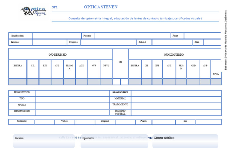 Informe de Consulta Optométrica | PDF | Rasgos faciales | Oftalmología