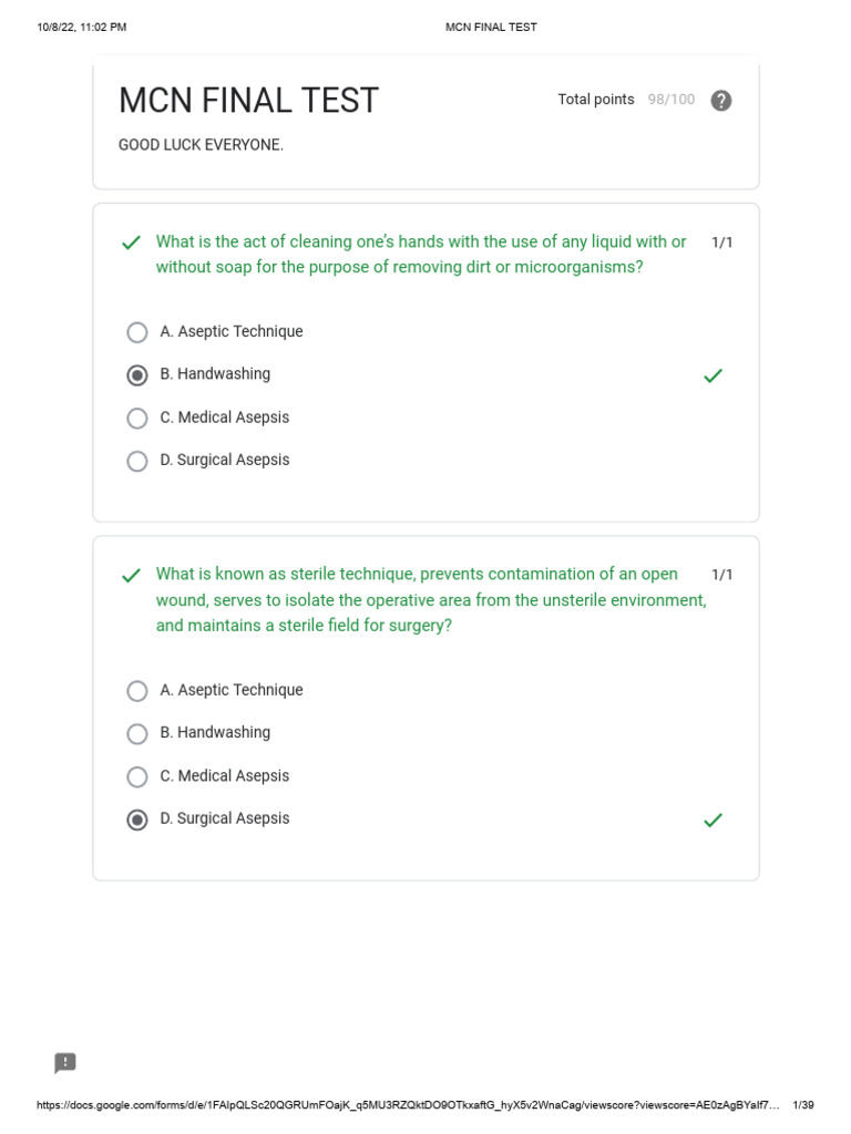 MCN Final Exam | PDF
