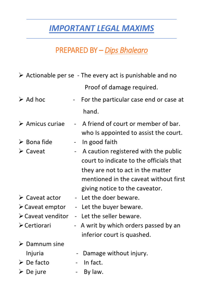 Legal Maxims | PDF | Private Law | Jurisprudence