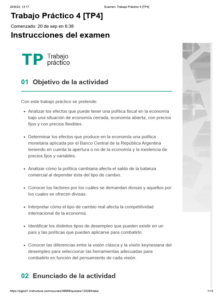 Examen - Trabajo Práctico 4 (TP4) ECO II | PDF